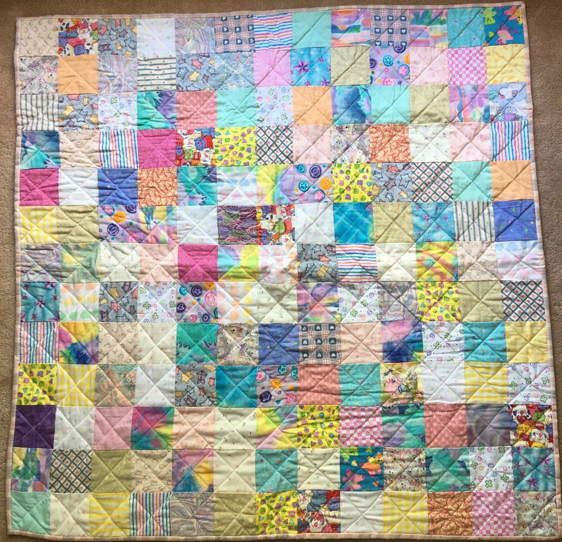 Pastel Bright Baby Quilt - Etsy