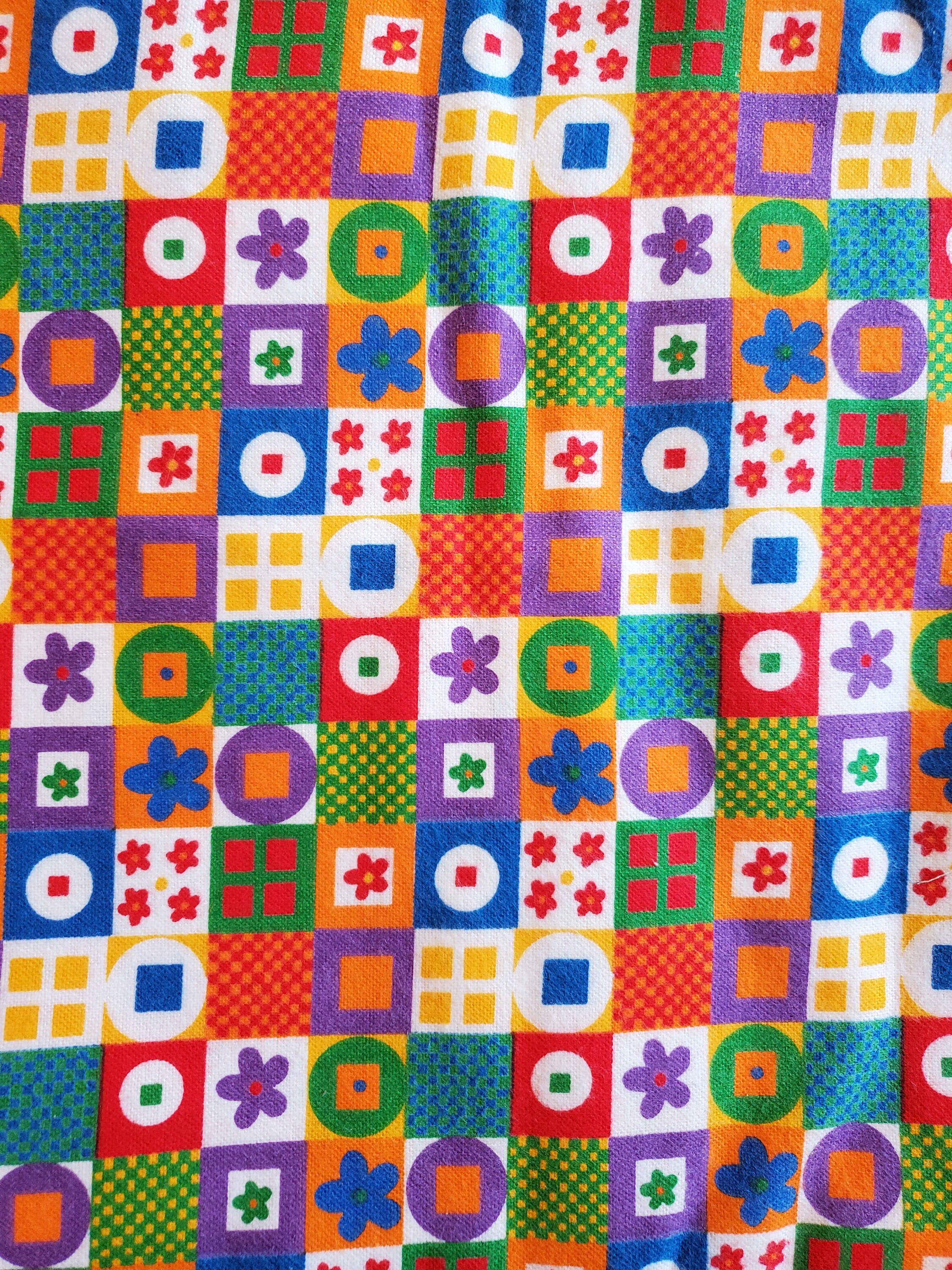 Flannel With Bright Shape Square Designs - Etsy