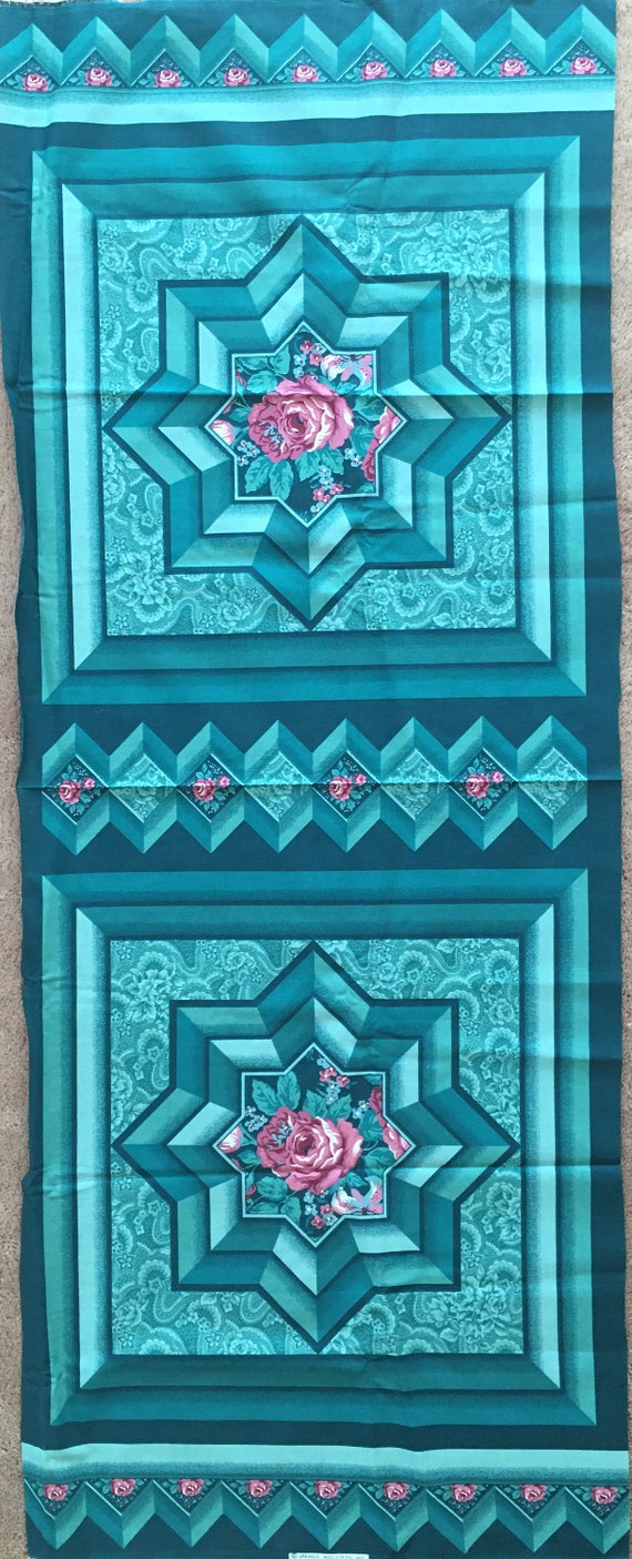 Teal Green & Rose Panel | Etsy