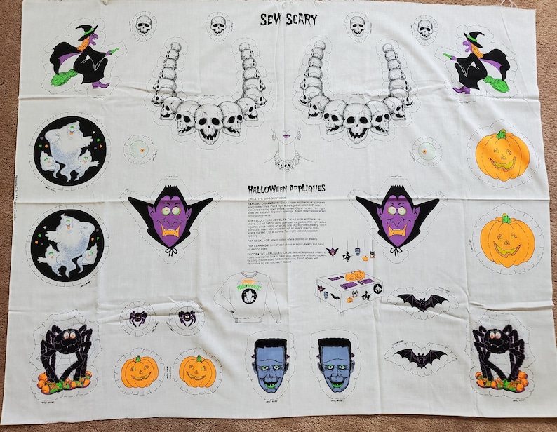 Halloween Sew Scary Applique Panel - Etsy