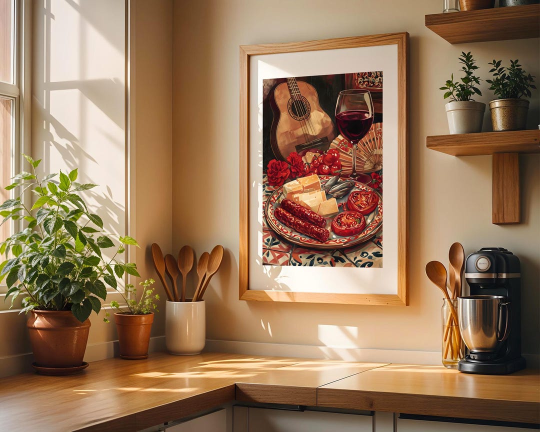 Vintage Mediterranean Tapas Poster, Hallway Poster, Homely Kitchen Art ...