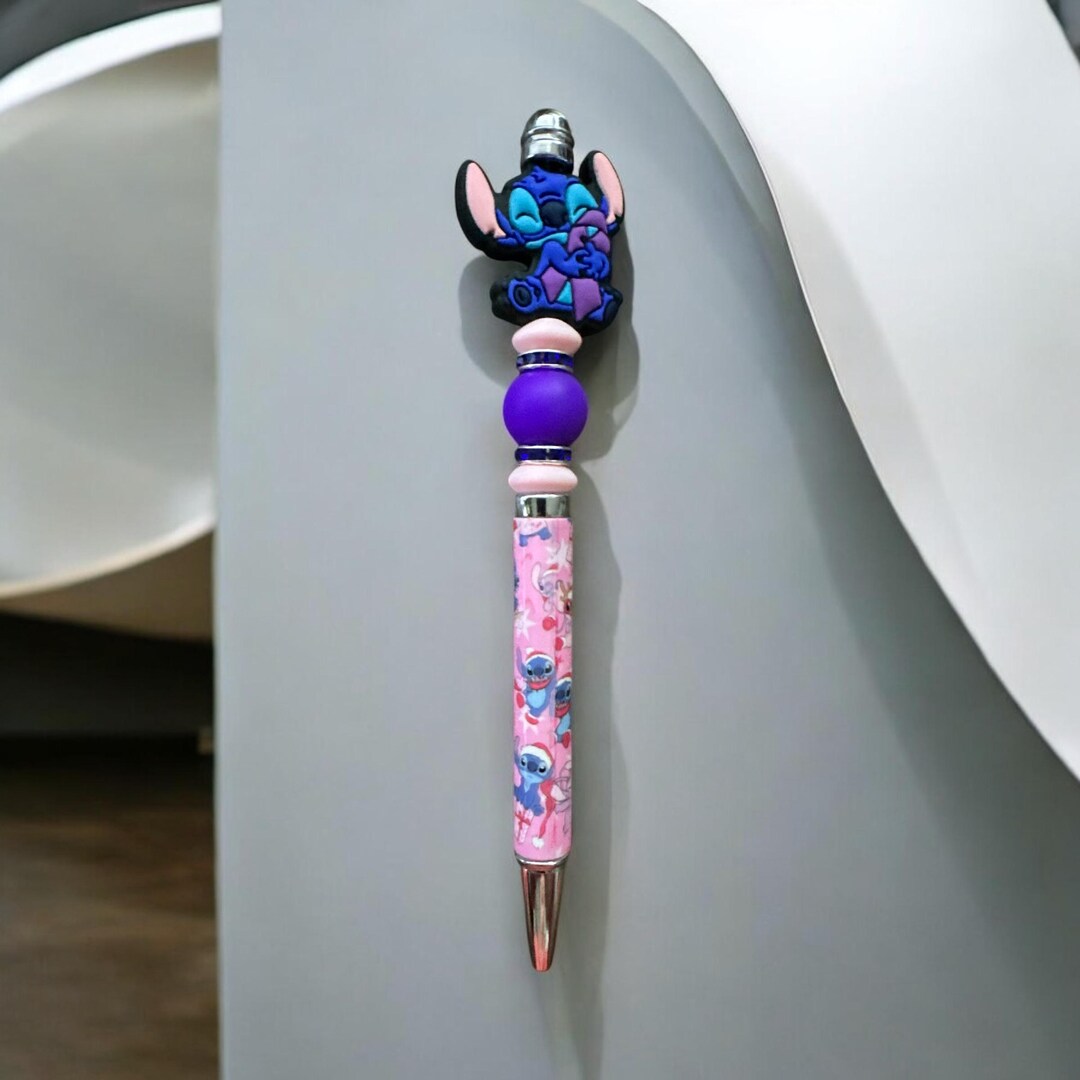 Beaded Pen, Blue Alien, Purple Ribbon, Character Pen - Etsy