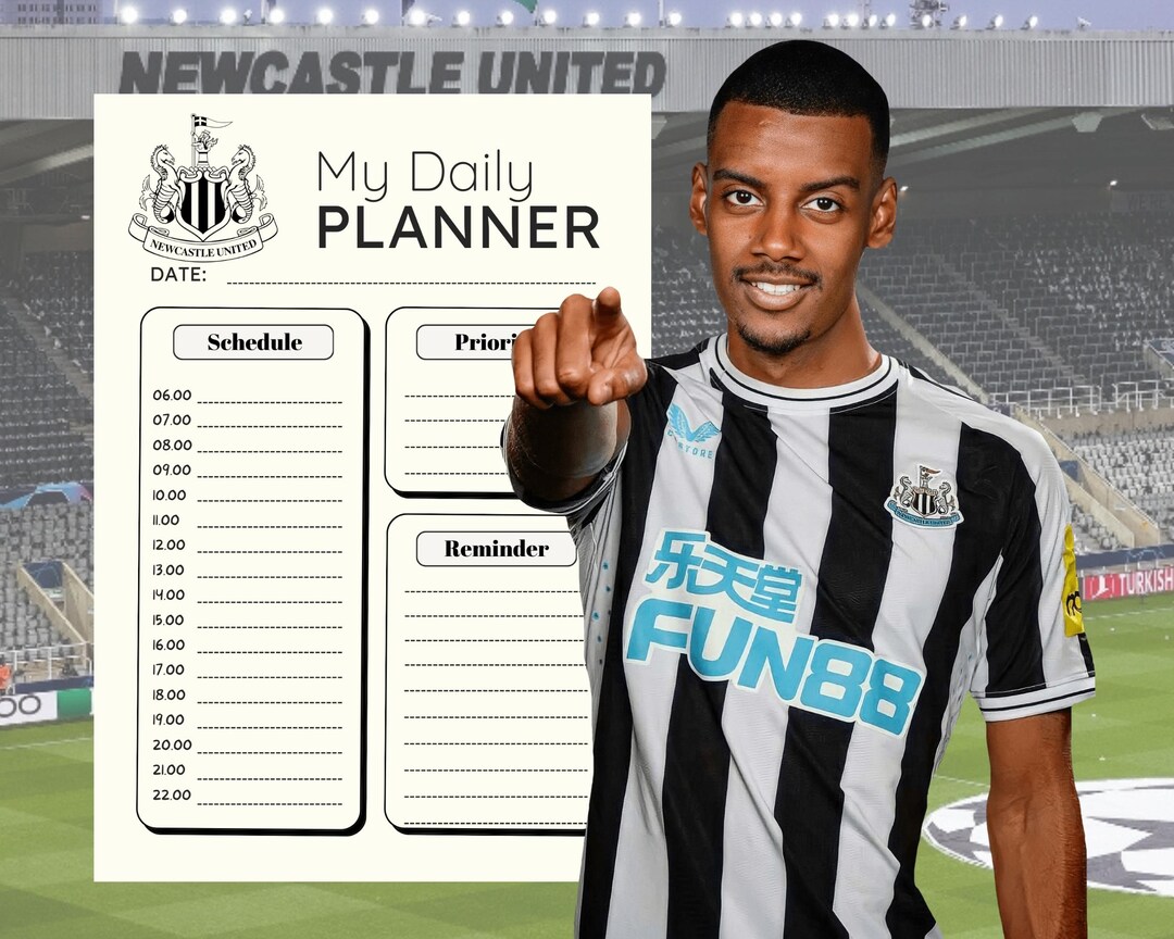 Newcastle United Daily Planner Printable Stationery Instant Download A4 ...