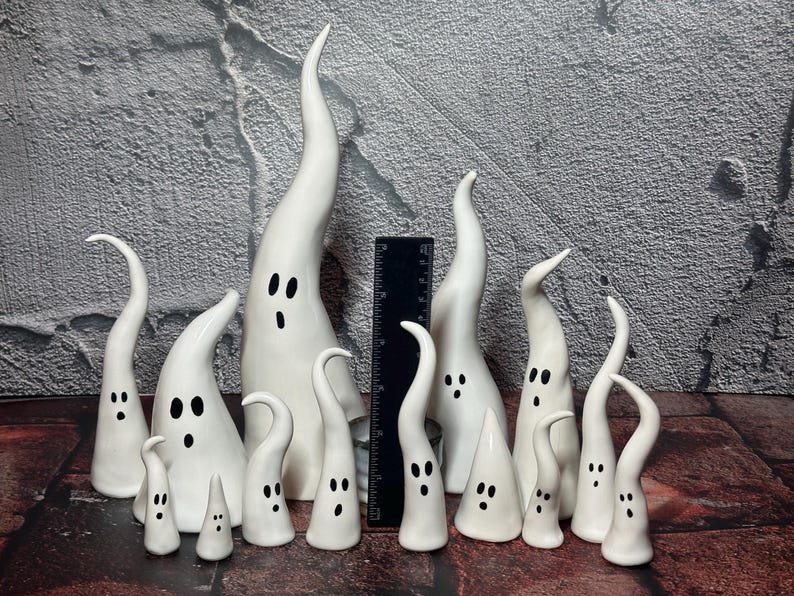 Pointy Ceramic Ghosts for Haunting Decor, Unique Handmade Halloween ...