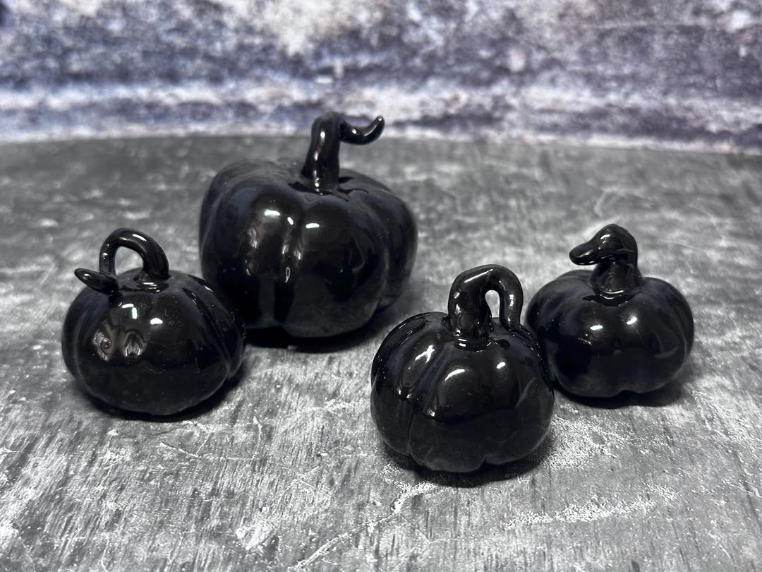 ONE Black Ceramic Pumpkin. Small Handmade Pumpkin for Halloween ...