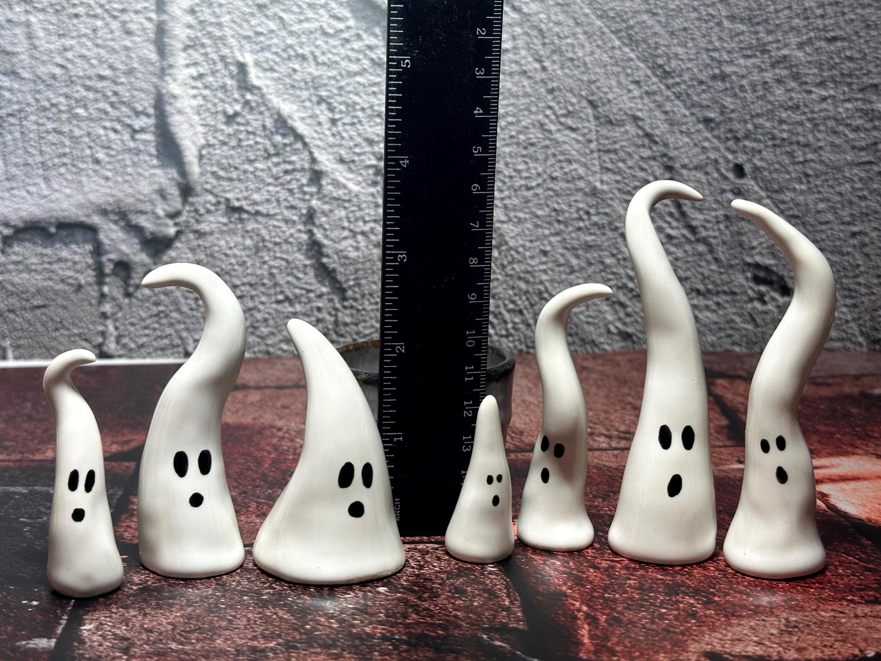 Pointy Ceramic Ghosts for Haunting Decor, Unique Handmade Halloween ...