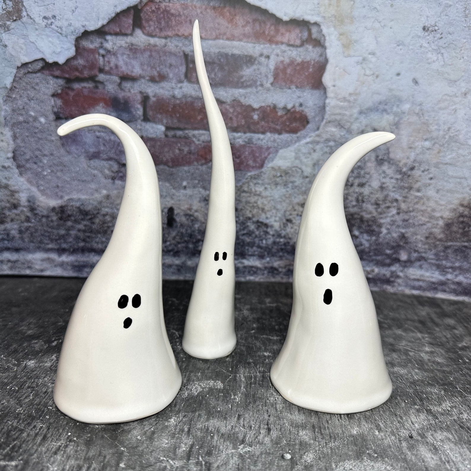 Pointy Ceramic Ghosts for Haunting Decor, Unique Handmade Halloween ...