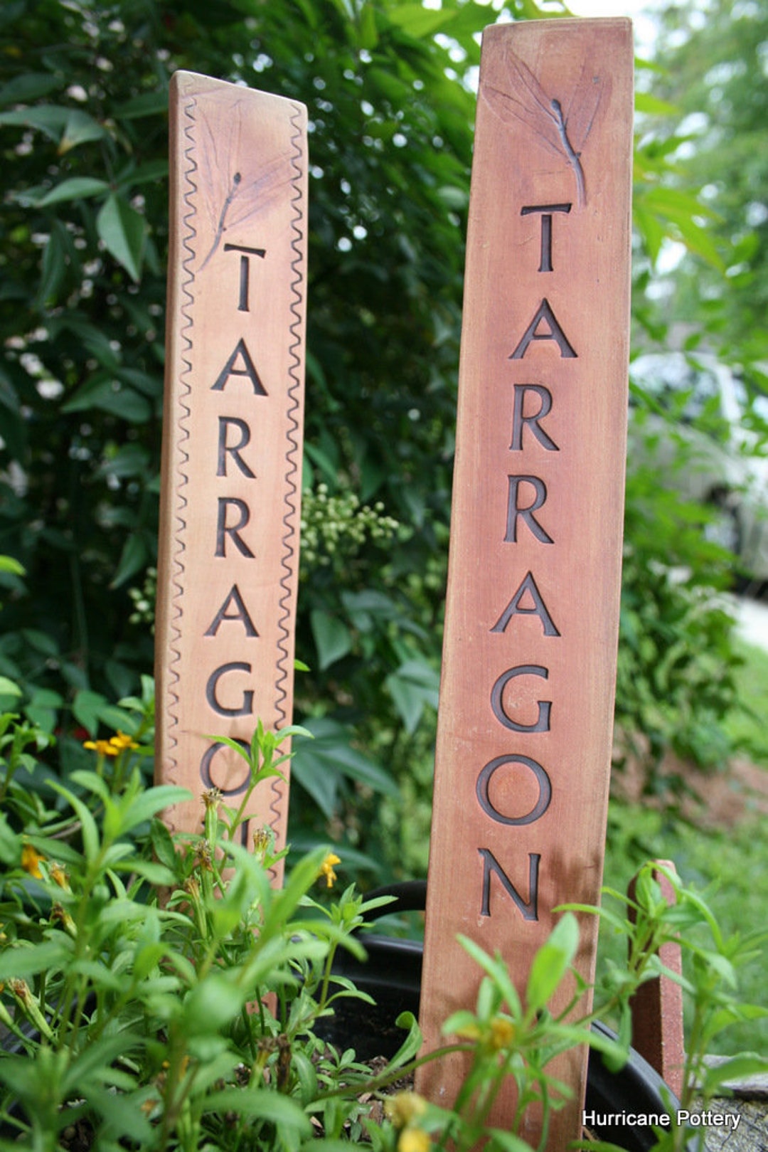 Rustic Stoneware Garden Plant Markers - Iron Stained Ceramic Set of 4 ...