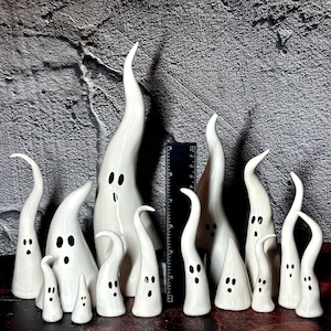 Pointy Ceramic Ghosts for Haunting Decor, Unique Handmade Halloween ...