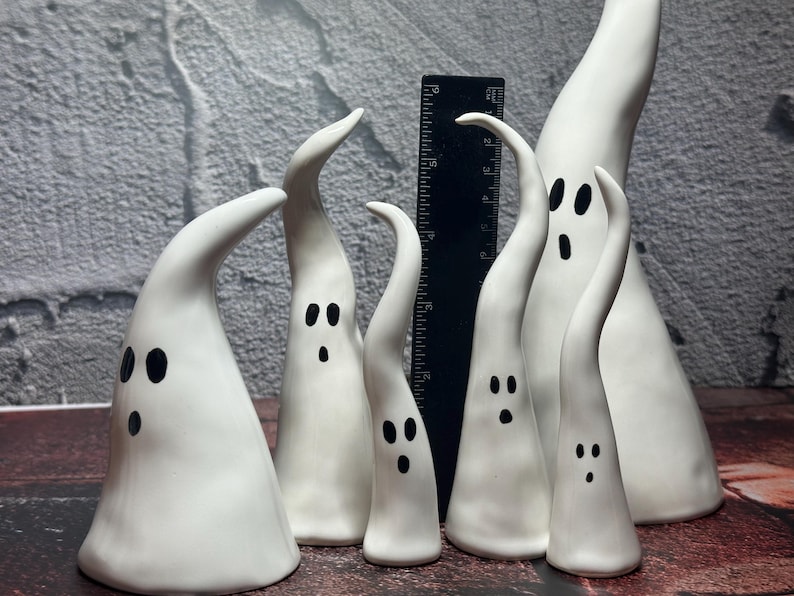 Pointy Ceramic Ghosts for Haunting Decor, Unique Handmade Halloween ...