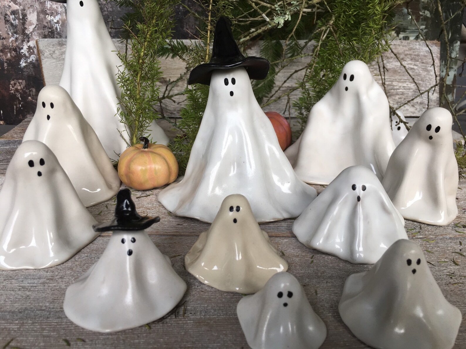 Spooky White Ceramic Ghost. Ghost with arms MADE TO ORDER. | Etsy