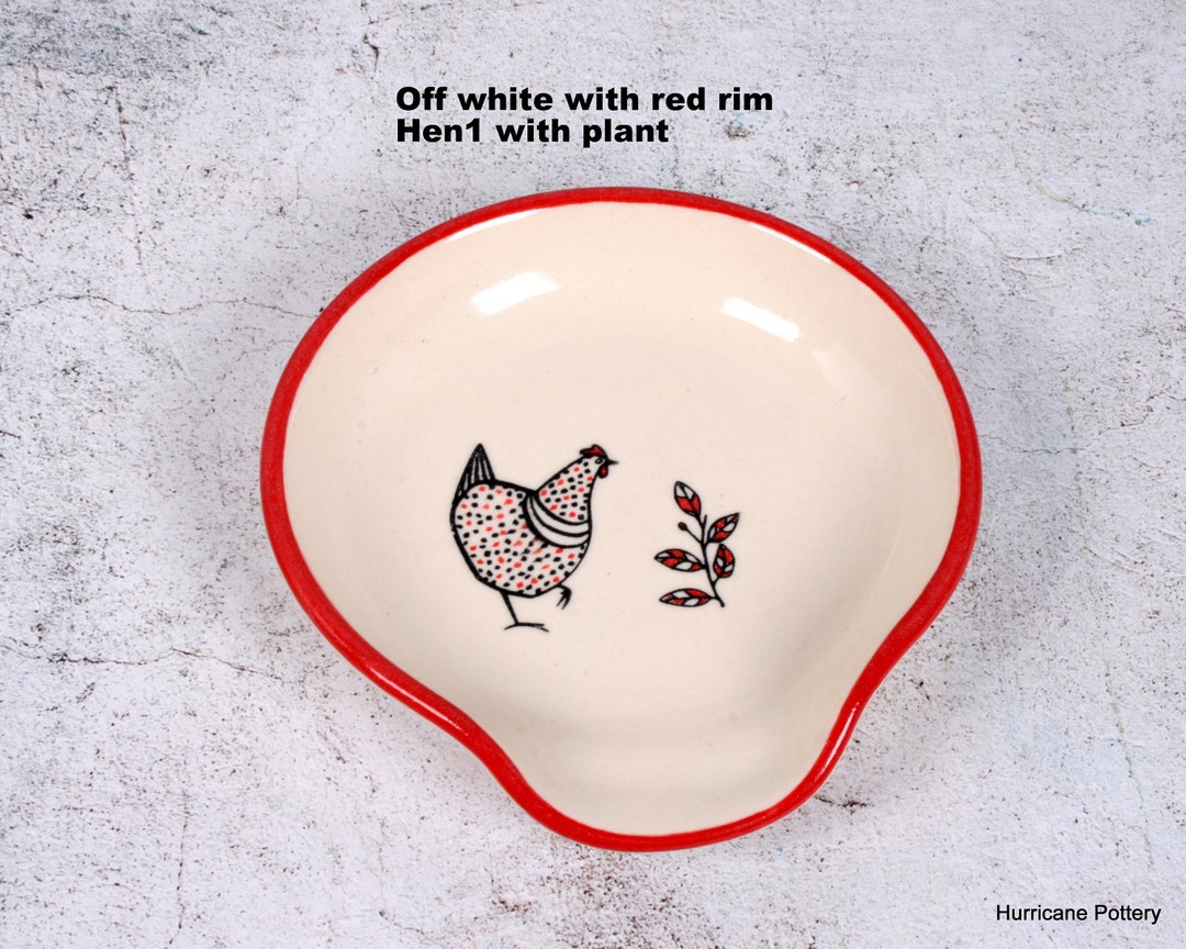 Chicken Hen Spoon Rest for Coffee or Teaspoon - Ceramic Handmade ...