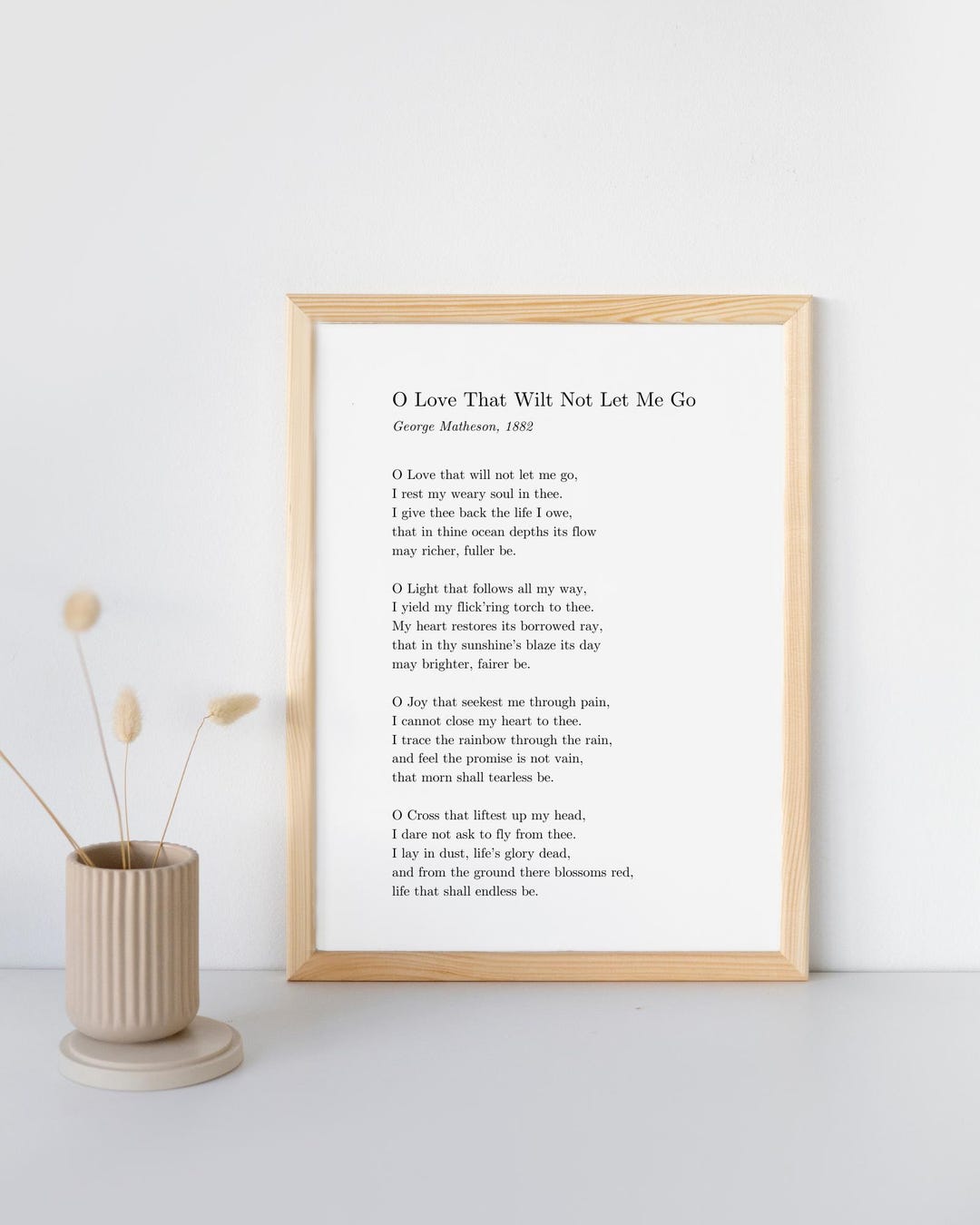 O Love That Wilt Not Let Me Go Hymn Digital Print Black and White Text ...