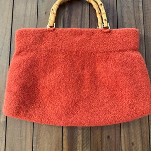 Handcrafted Orange Hand Felted Bag With Bamboo Handles & Whimsical ...