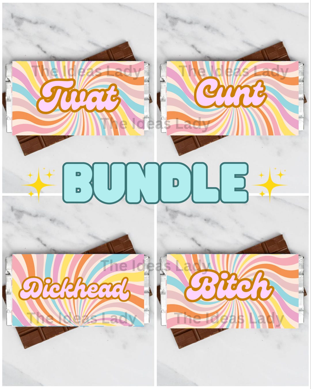 Digital RUDE WORD BUNDLE Chocolate Wrapper - Etsy