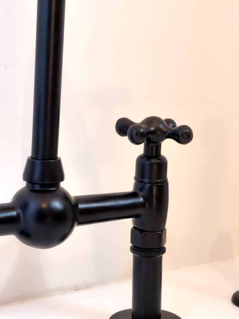 Unlacquered Black Brass Bridge Kitchen Faucet Unlacquered Black Brass ...