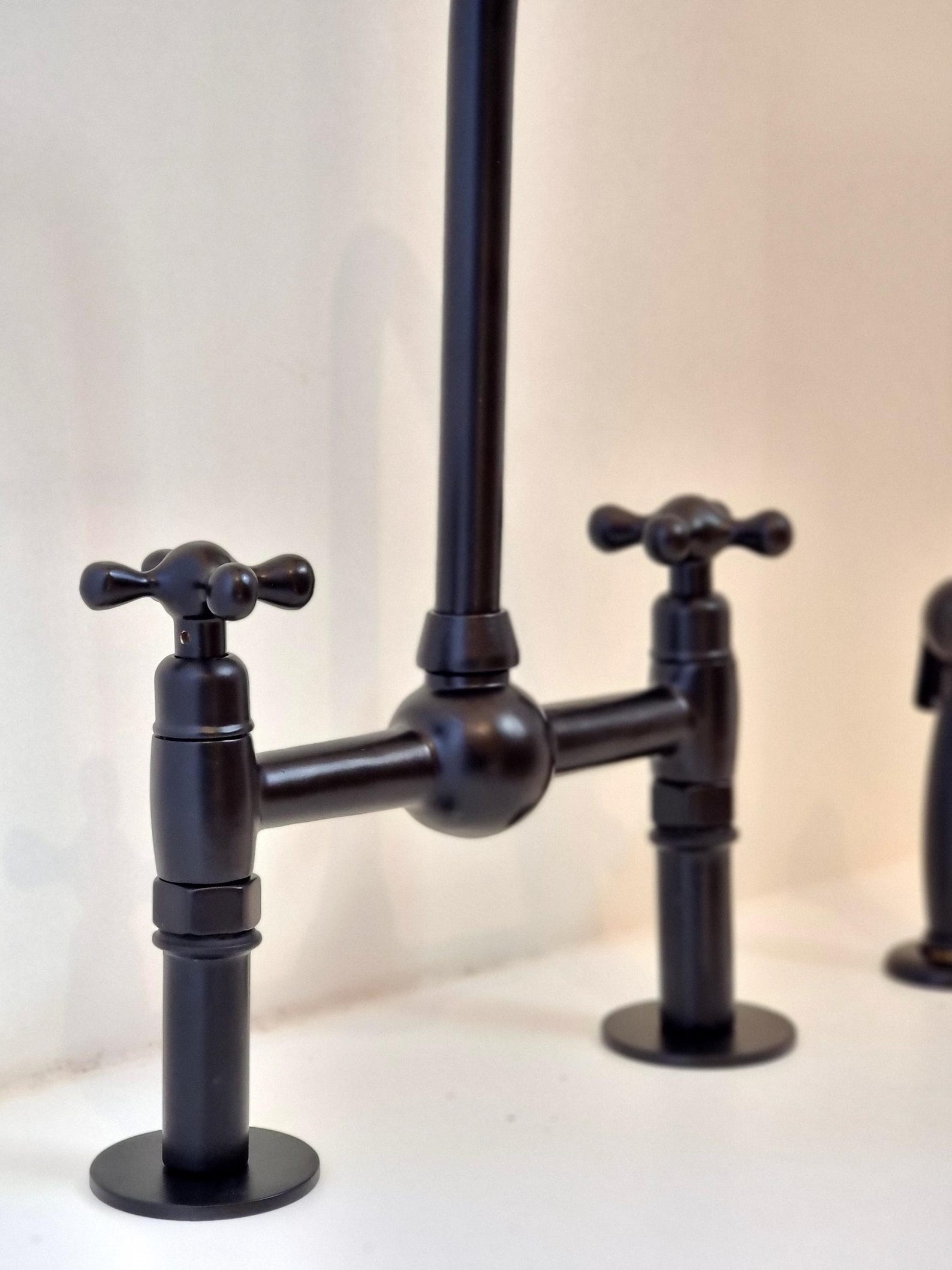 Unlacquered Black Brass Bridge Kitchen Faucet Unlacquered Black Brass ...