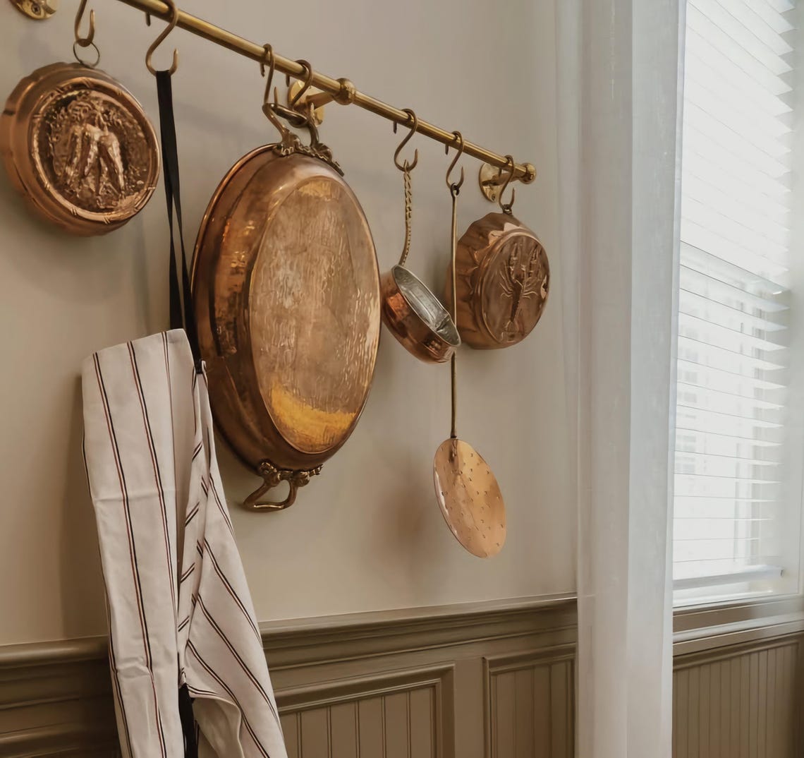 Unlacquered Brass Pot Rail, Brass Rod , Vintage Brass Rail, Pot Rail ...