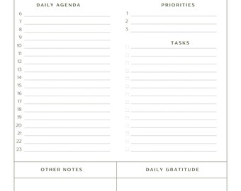 Daily Planner Page | Minimalist Printable Digital Download for ...