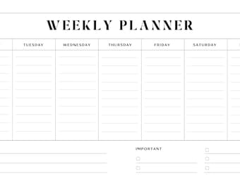 Printable Minimalist Weekly Planner Digital Download - Etsy UK