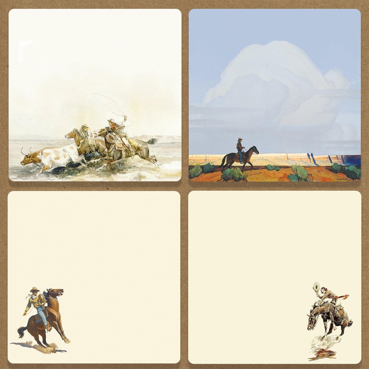 Western Flat Note Cards With Russell and Dixon - Etsy