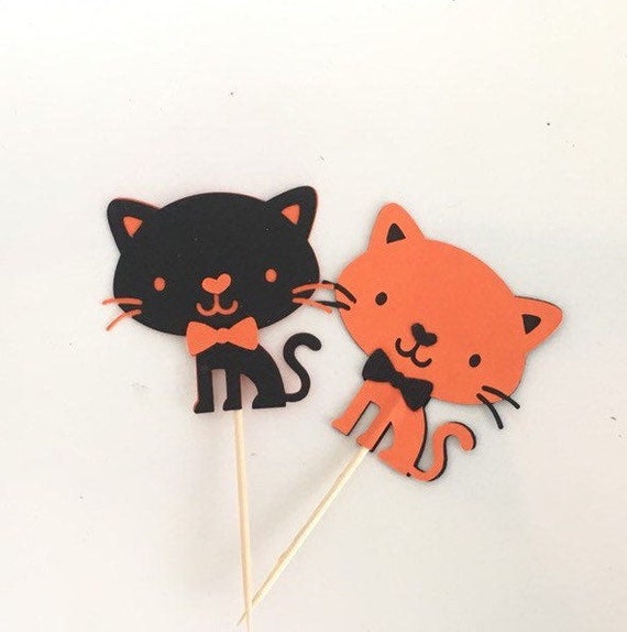 Custom Color Cat Cupcake Toppers Kitty Cat Birthday Baby - Etsy