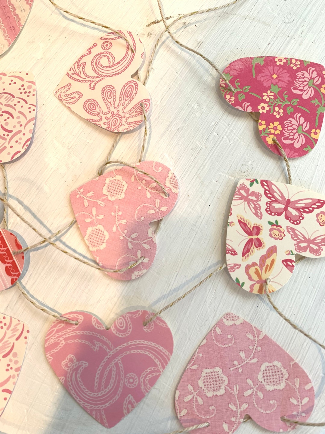 Pink Vintage Heart Garland, Baby Shower, Bridal Shower, Home Decor - Etsy