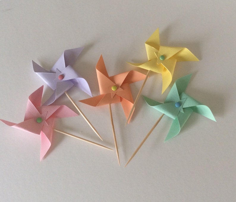 Pastel Cupcake Pinwheels Cupcake and Cake Decor - Etsy