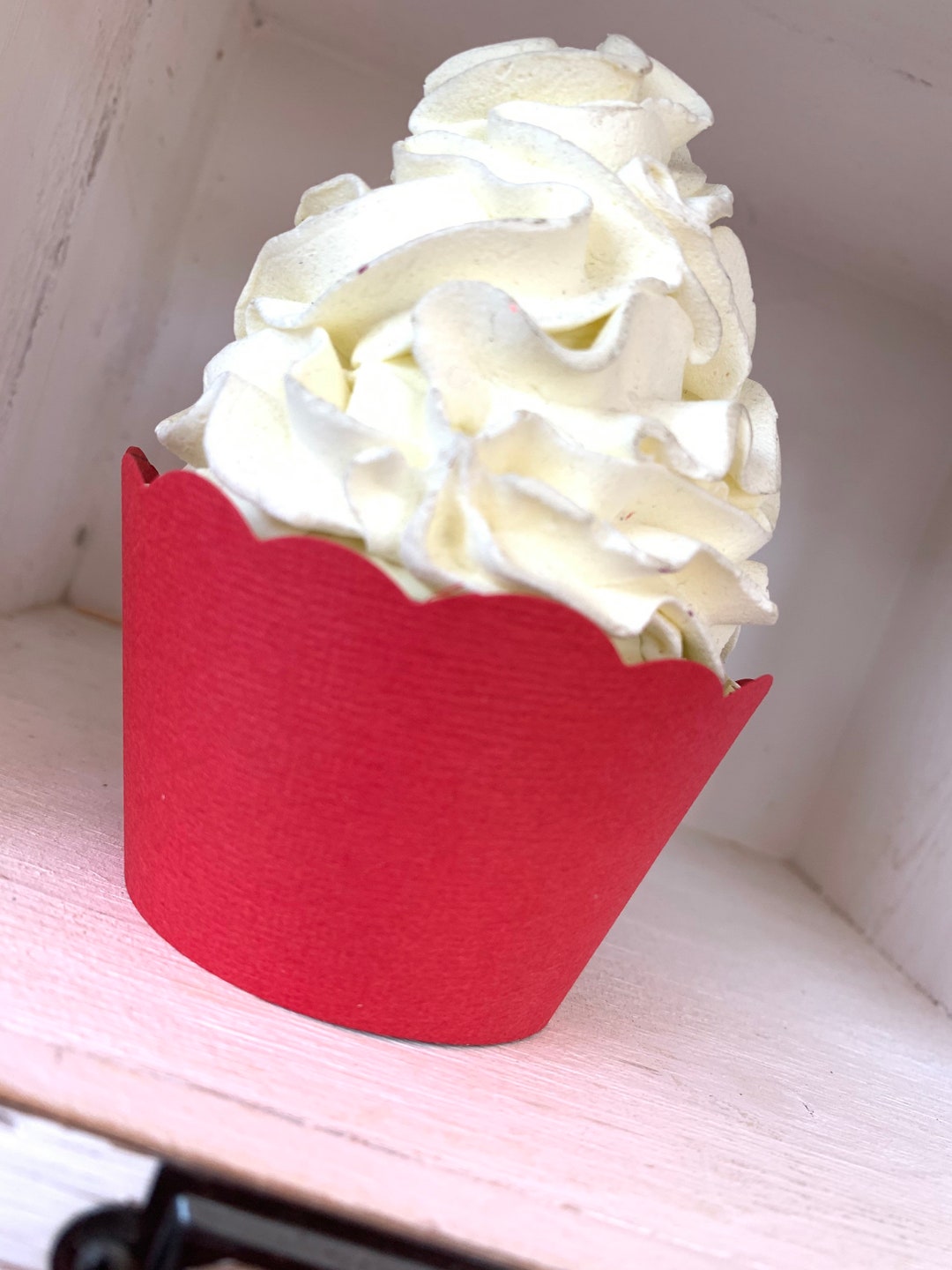 Red Cupcake Wrappers, Textured or Flat Finish Cardstock - Etsy