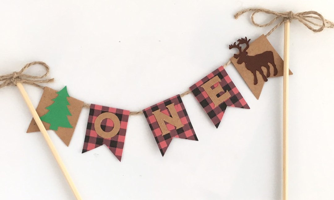 Custom Lumberjack Plaid 1st Birthday Cake Topper, Woodland Moose - Etsy