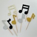 Music Notes Cupcake Toppers, Musical Theme, Custom Colors - Etsy