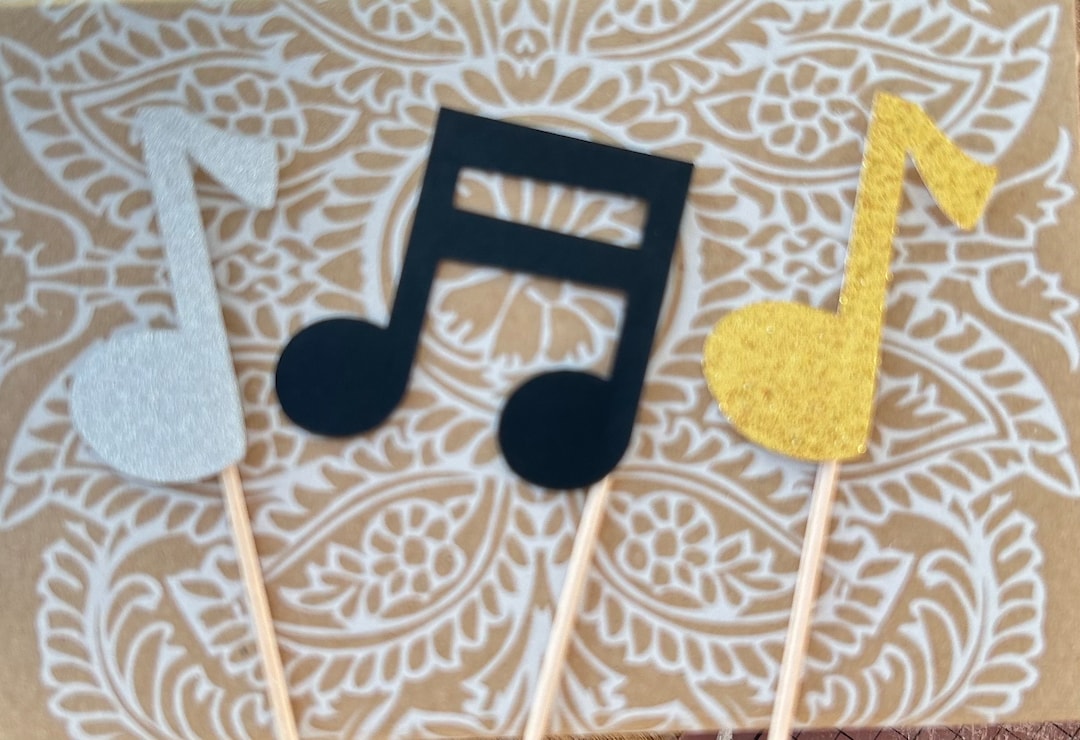 Music Notes Cupcake Toppers, Musical Theme, Custom Colors - Etsy