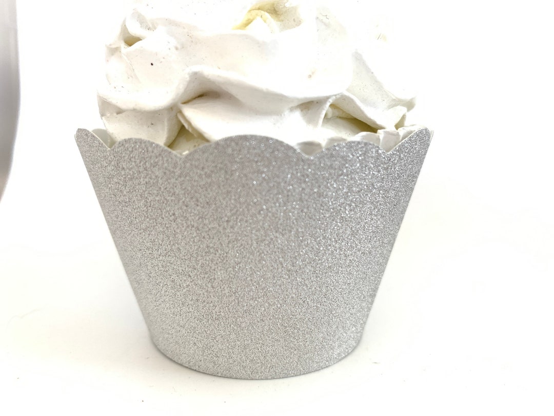 Silver Glitter Cupcake Wrappers: Pearlescent Party Decor - Etsy
