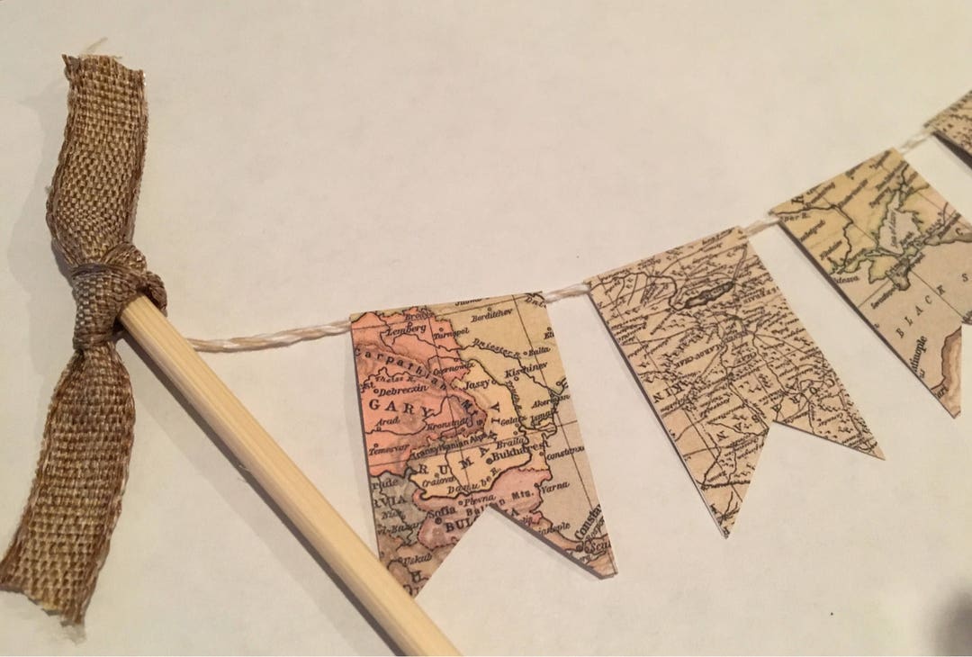 Vintage Map Cake Topper, Adventure Travel Theme, Wanderlust, Retirement ...