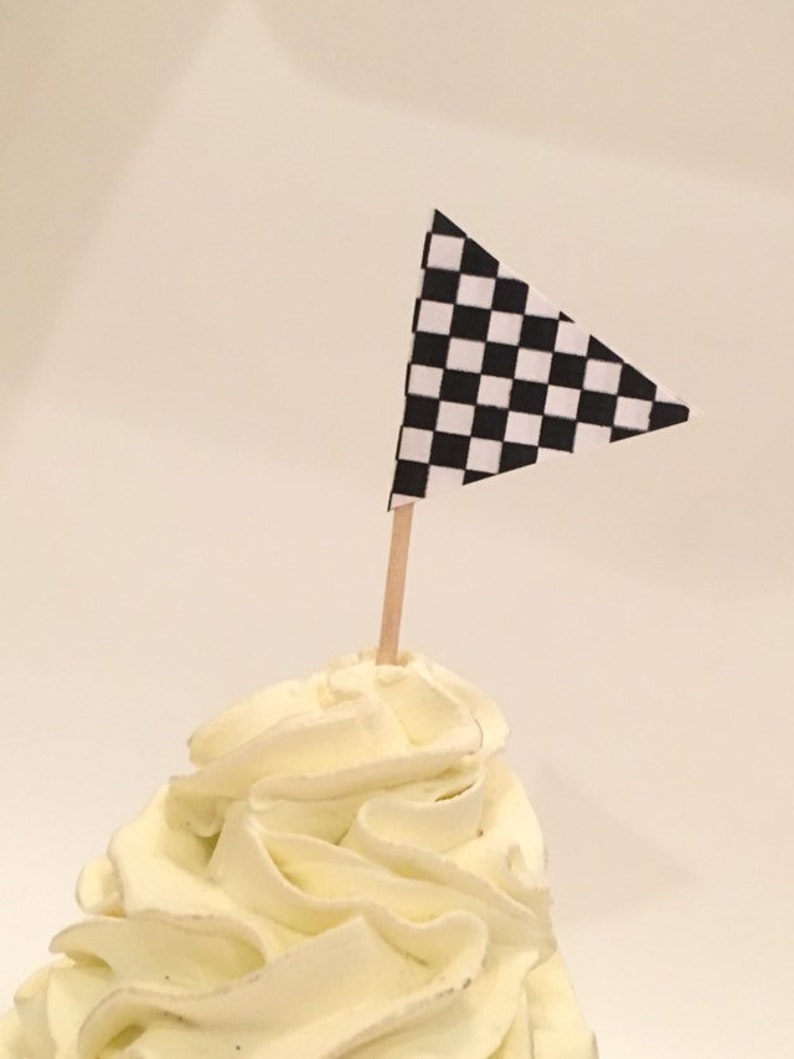 Race Car Cupcake Toppers Custom Racing Theme Racing Flags - Etsy