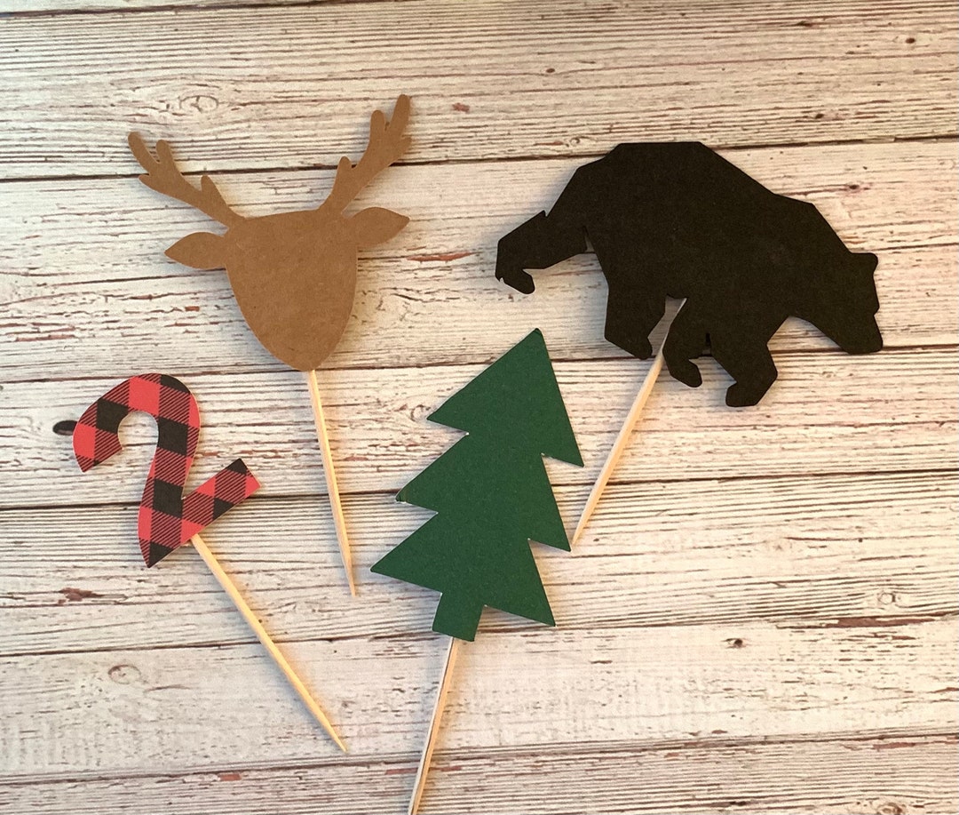 Lumberjack Cupcake Toppers, Camping, Adventure Theme, Custom Colors - Etsy