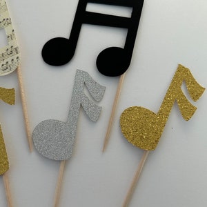 Music Notes Cupcake Toppers, Musical Theme, Custom Colors - Etsy