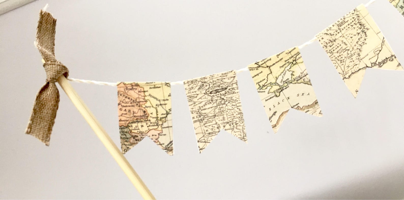 Vintage Map Cake Topper Adventure Travel Theme Wanderlust | Etsy