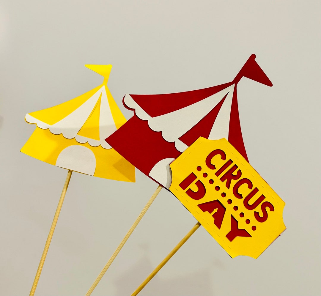 Circus Theme Centerpieces, Big Top Decor, Cake Toppers, Custom Colors ...