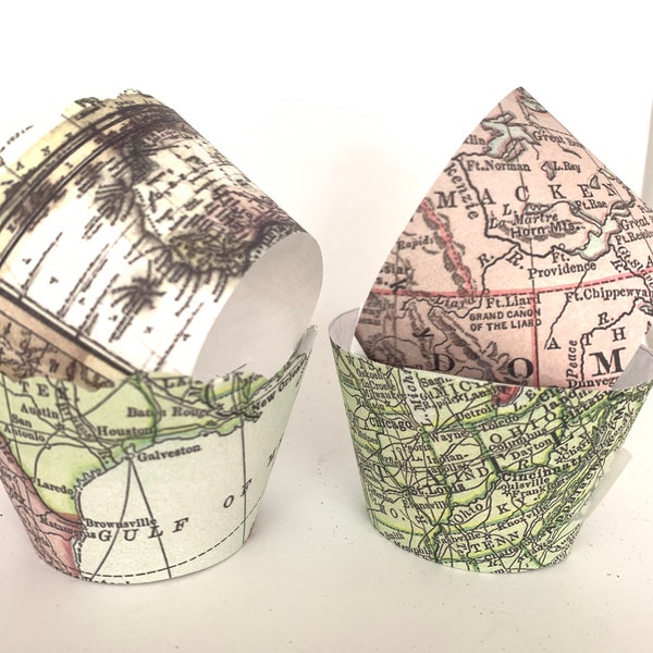 Map Cupcake Wrappers - Etsy