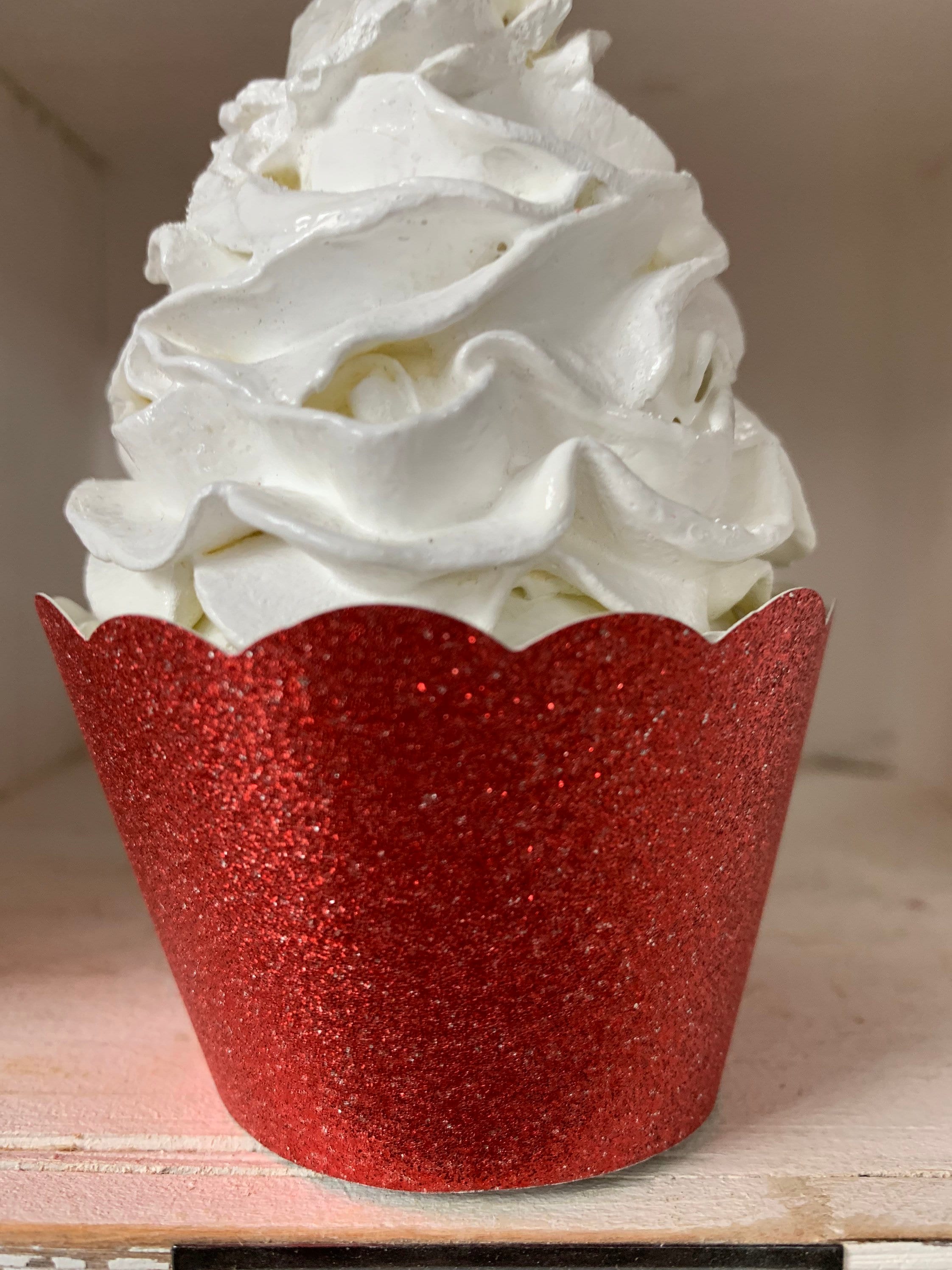 Red Glitter Cupcake Wrappers Red Sparkle | Etsy