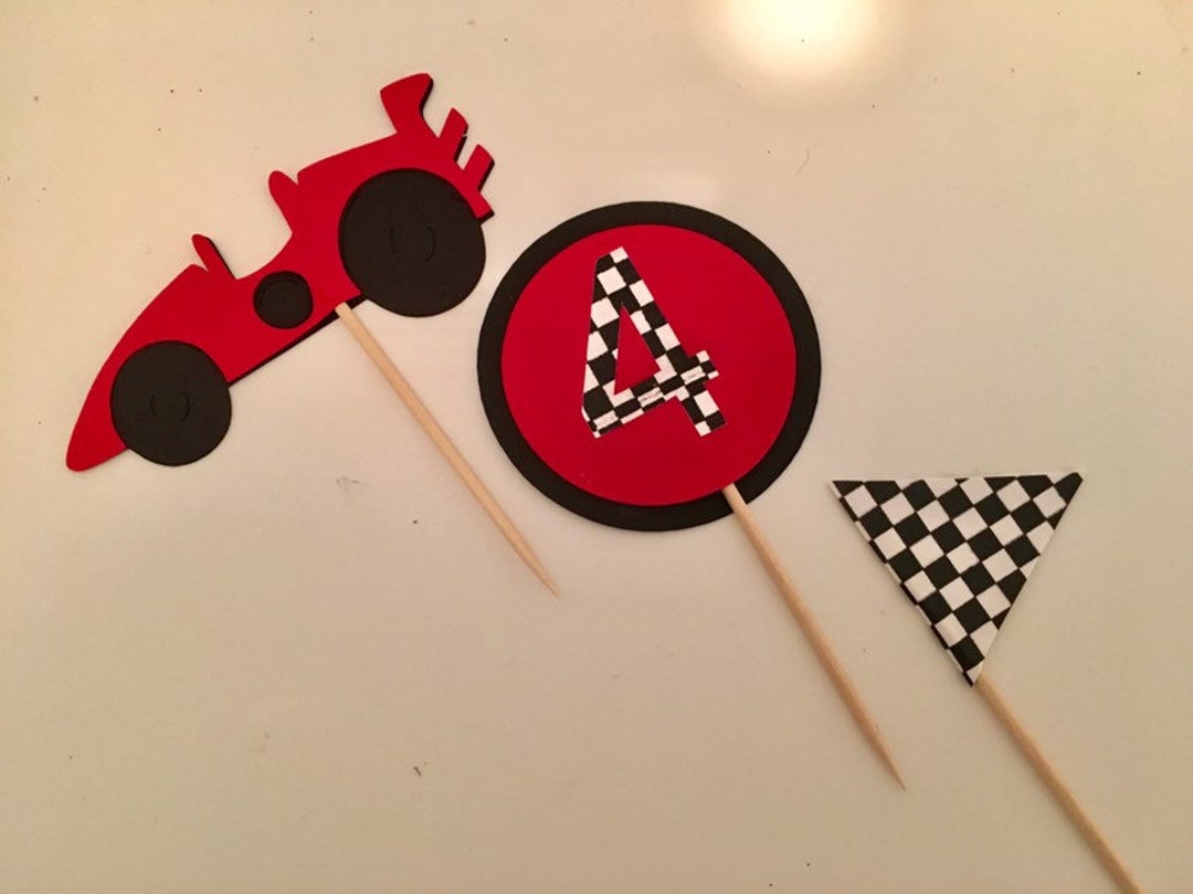 Race Car Cupcake Toppers, Custom Racing Theme, Racing Flags - Etsy