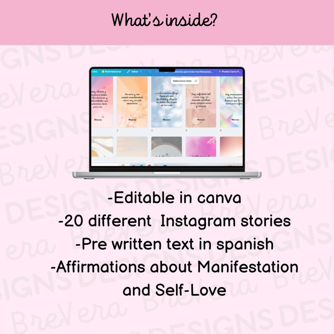 Editable Templates About Manifestation and Self-love in Spanish ...