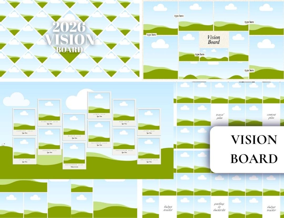 Creator Vision Board Template Horizontal & Vertical Size 100+ Canva ...