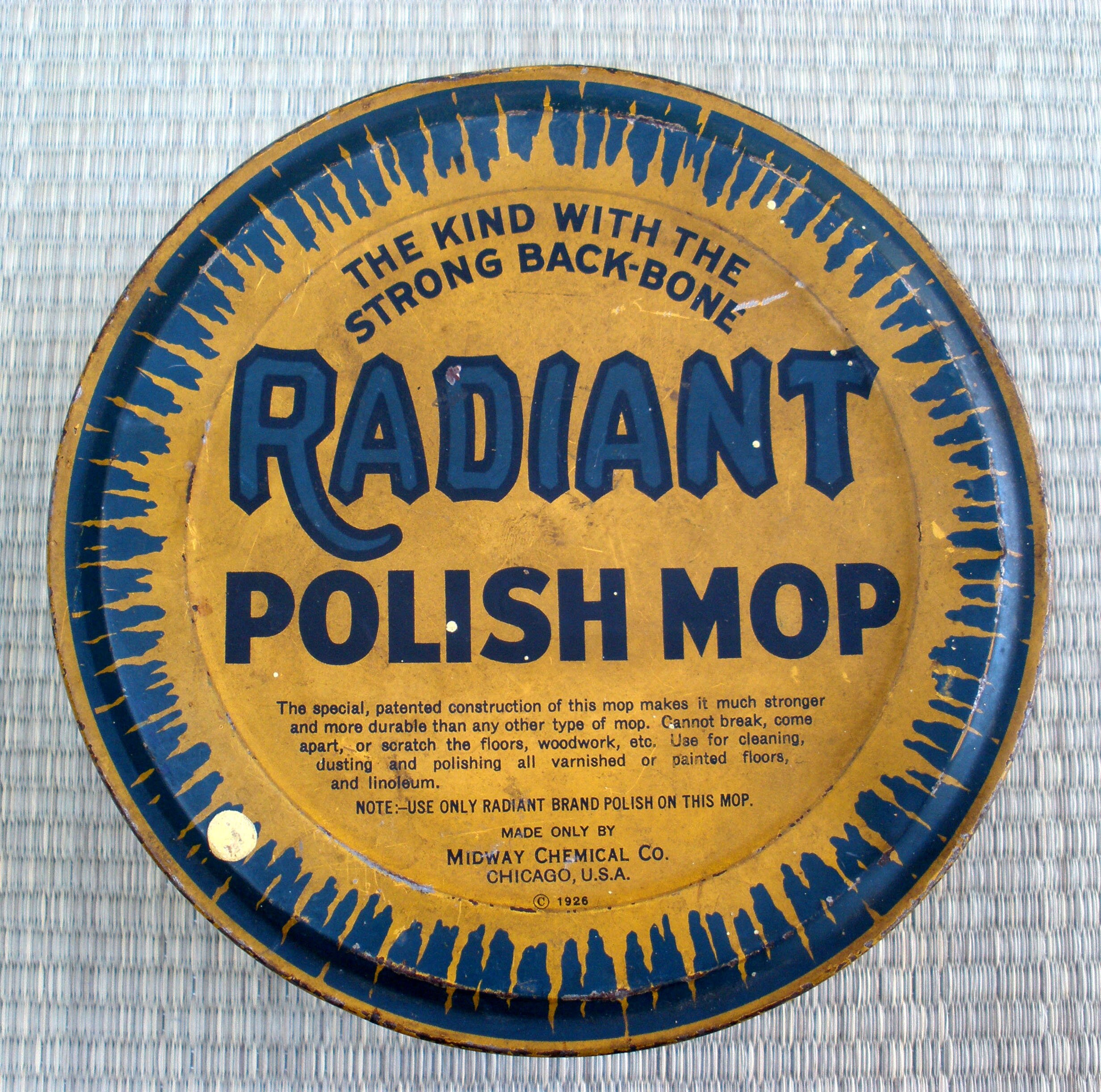 2 Vintage Tin Containers 1926 RADIANT Polish Mop & WARDWAY Mop Oil Can ...