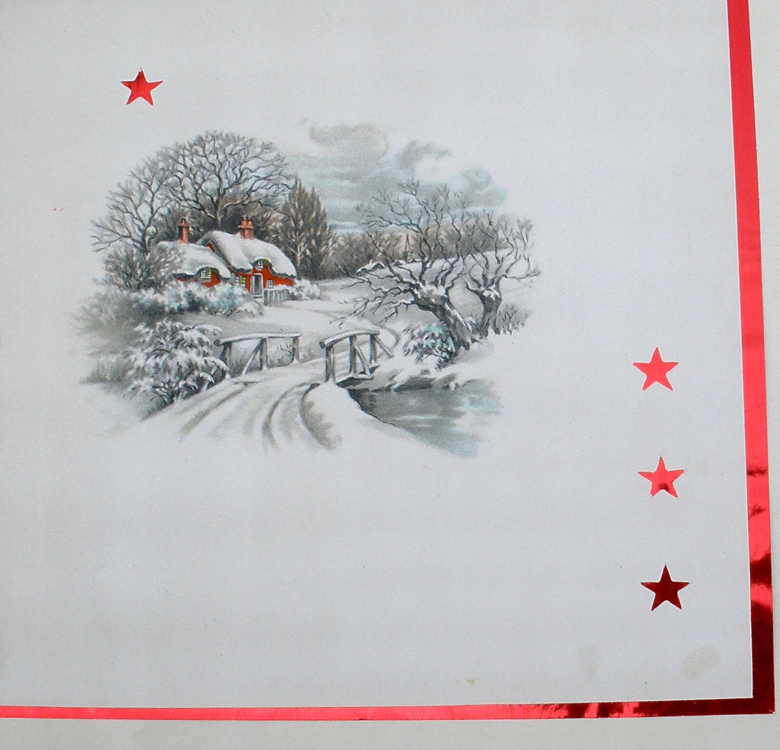 Vintage 1936 CHRISTMAS Rust Craft Greeting Card With Envelope Gold ...