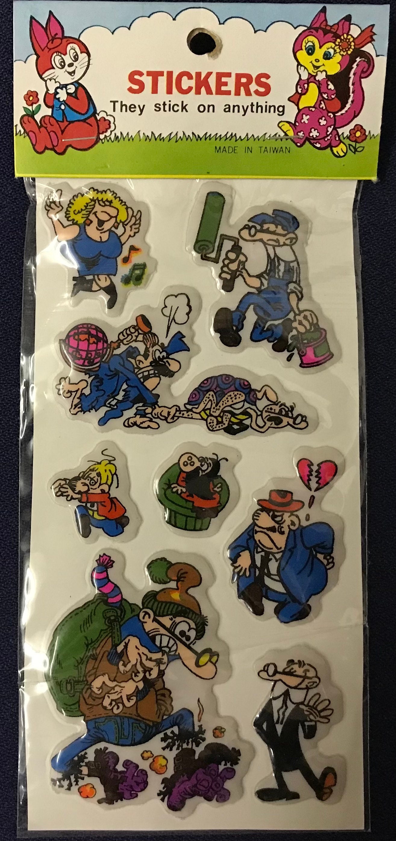 Cartoon Puffy Stickers 1970s 3 NOS Sheets Packages 1980s - Etsy