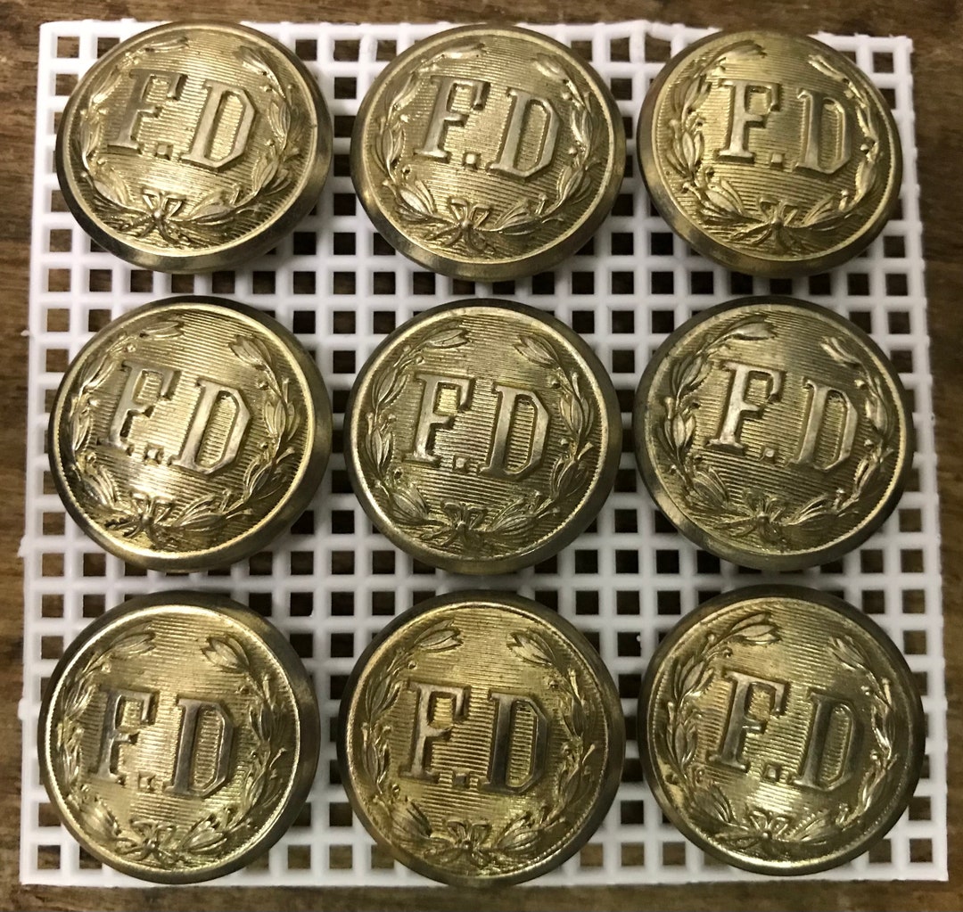 FIRE DEPARTMENT 15 Buttons Silver Suit Coat Fireman's Uniform F.D ...