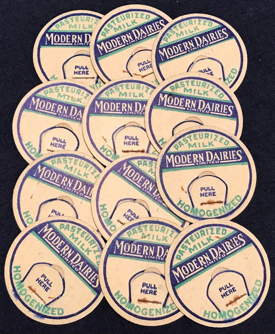 MILK CAPS 12 Vintage Modern Dairies Homogenized Manitoba Farm Pogs ...