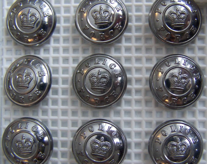 9 POLICE FORCE Buttons Generic Queen's Crown POLICE Uniform Cuff ...